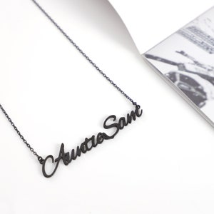 Minimalist Black Necklace With Name|customized Matte Letter Name ...