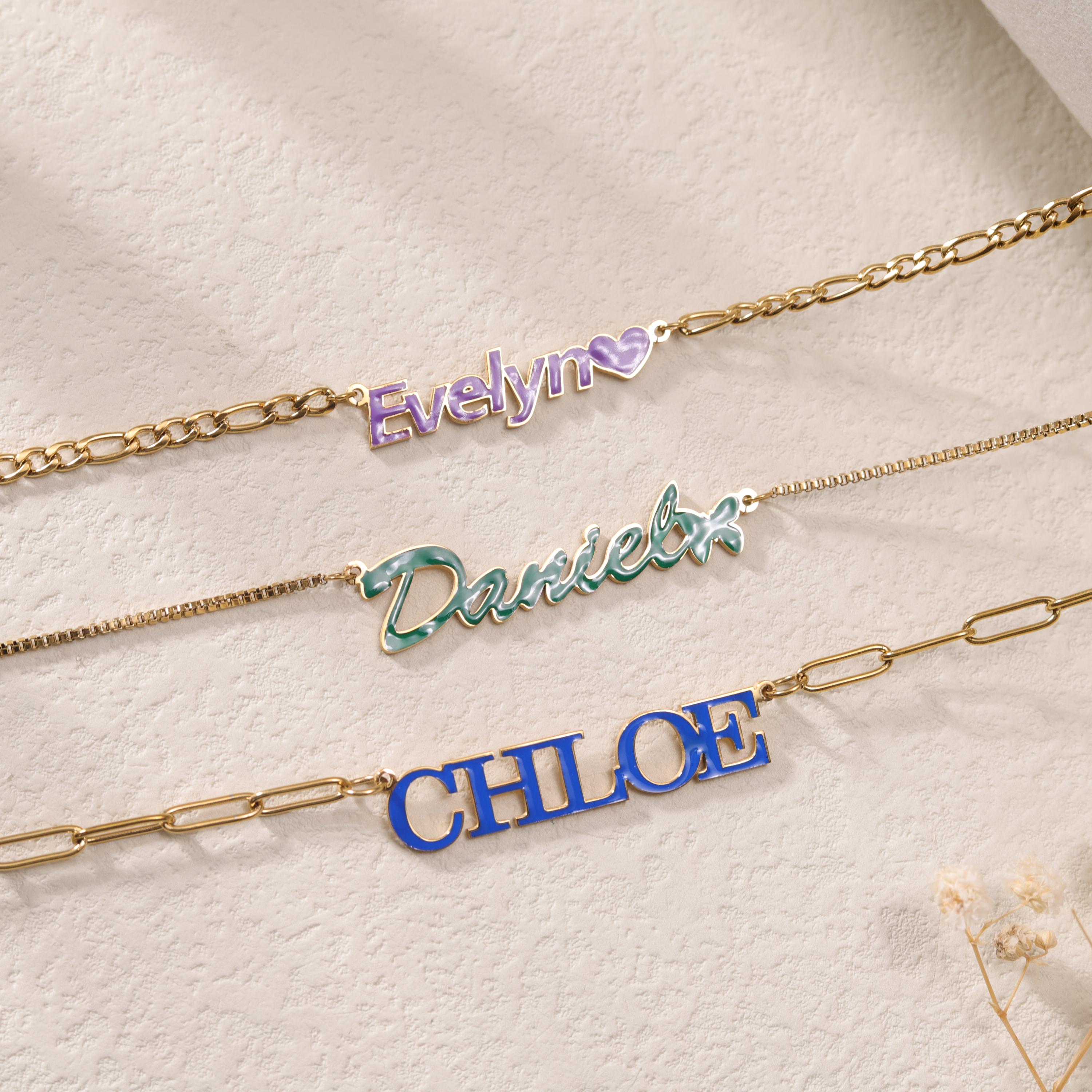 Personalized Colorful Name Necklace | Custom Gold Name Necklace With ...