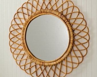 Round Rattan Mirror - Etsy