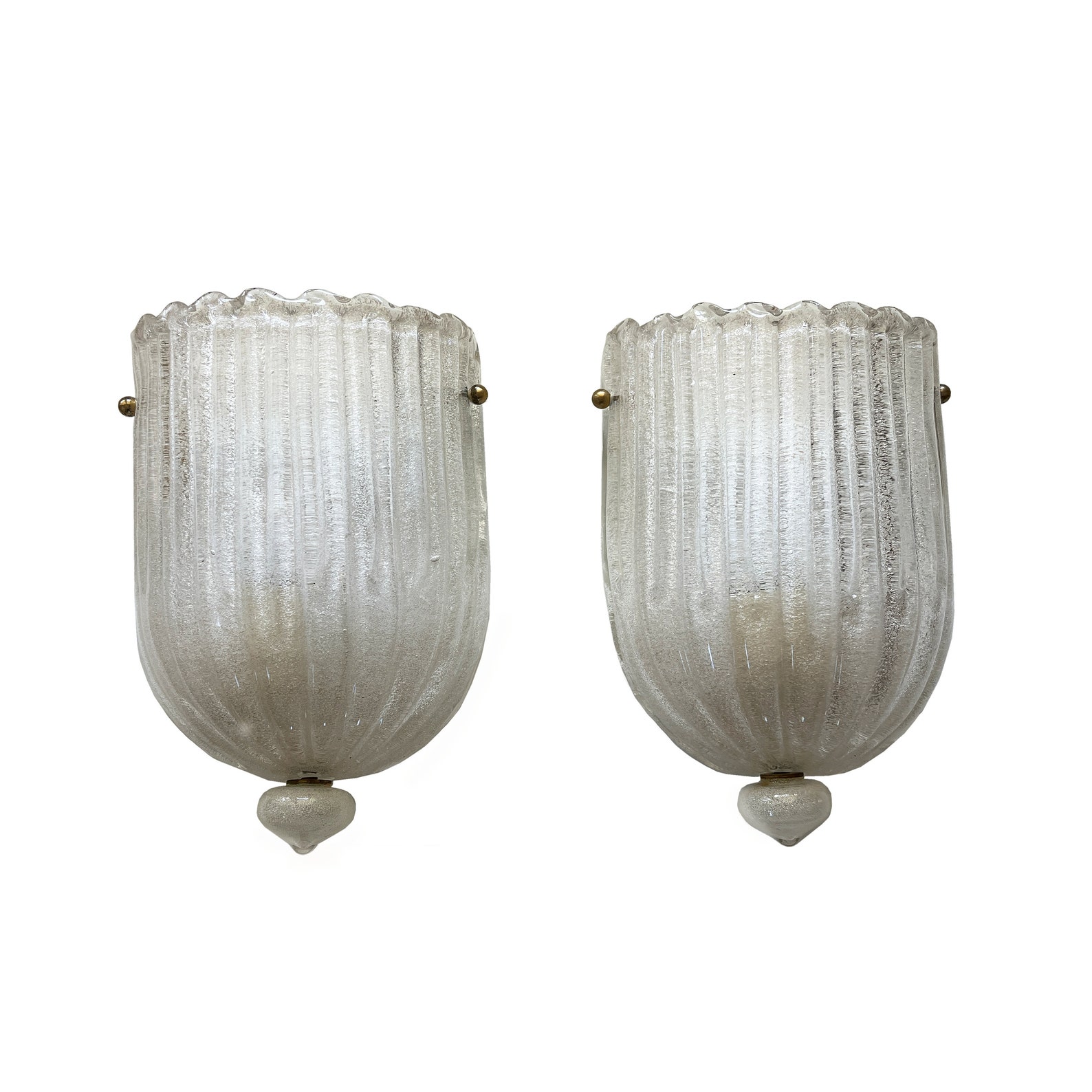 Pair of Vintage White Murano Glass Scalloped Sconces - Etsy UK