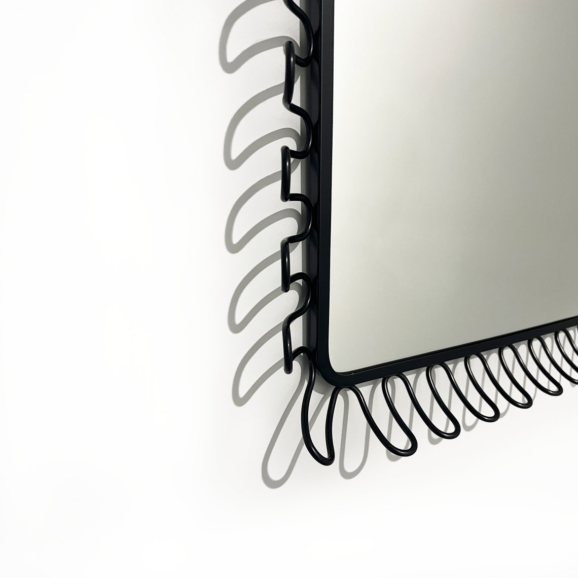 Vintage Black Mandal Wall Mirror With Undulating Loops - Etsy