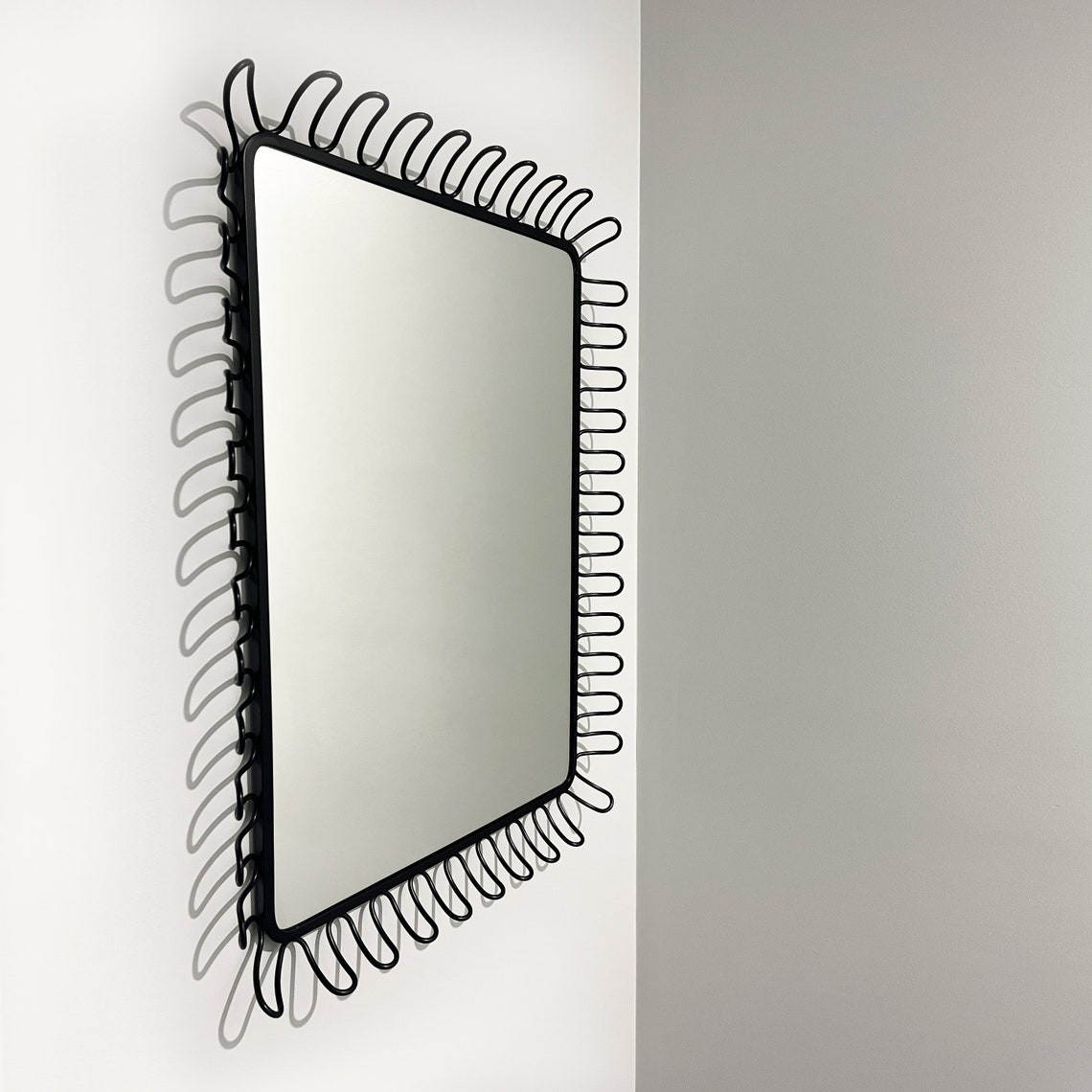 Vintage Black Mandal Wall Mirror With Undulating Loops - Etsy