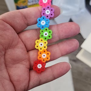 Rainbow Flower Perler Bead Keychain - Etsy