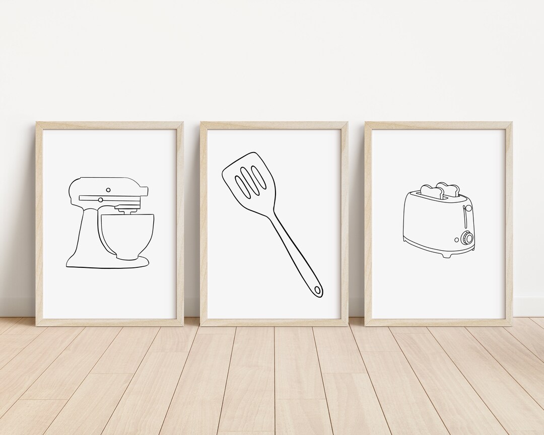 Line Drawing Wall Art, Printable Wall Art, 3 Piece Art Prints, Line Art ...