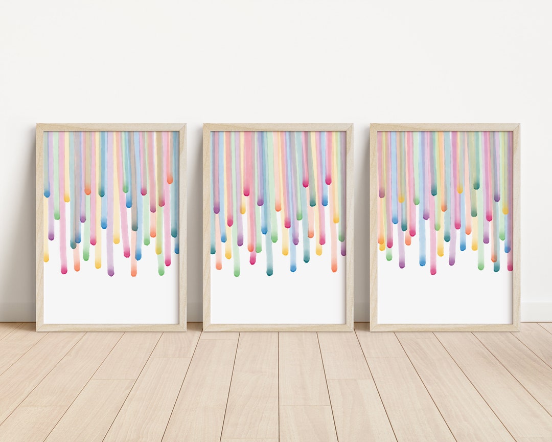 Bright Watercolor Prints, Colorful Wall Art Printable Download, Bright ...