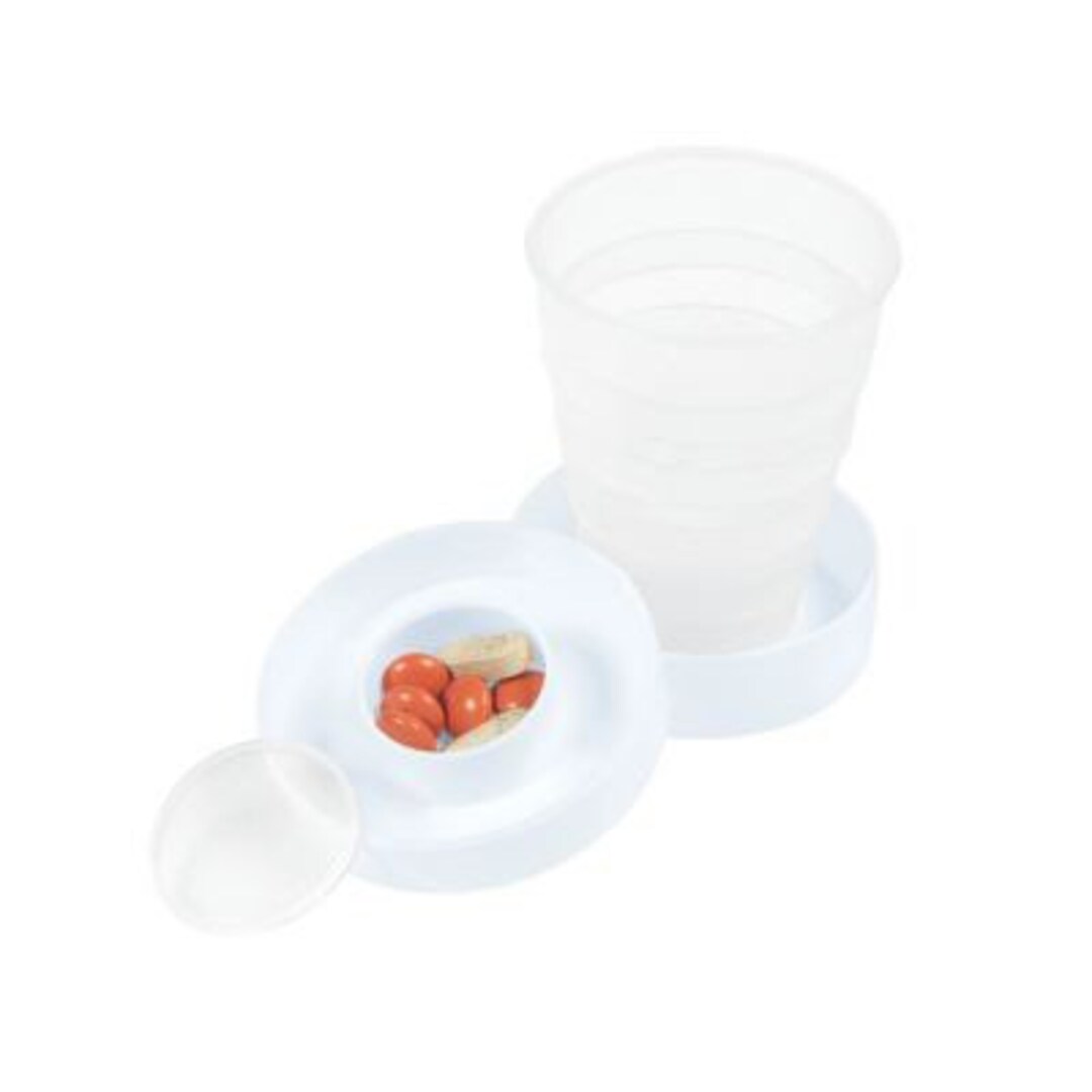 White Collapsible Cup With Pill Box - Etsy
