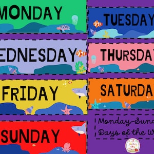 Ocean Themed Days of the Week - Etsy