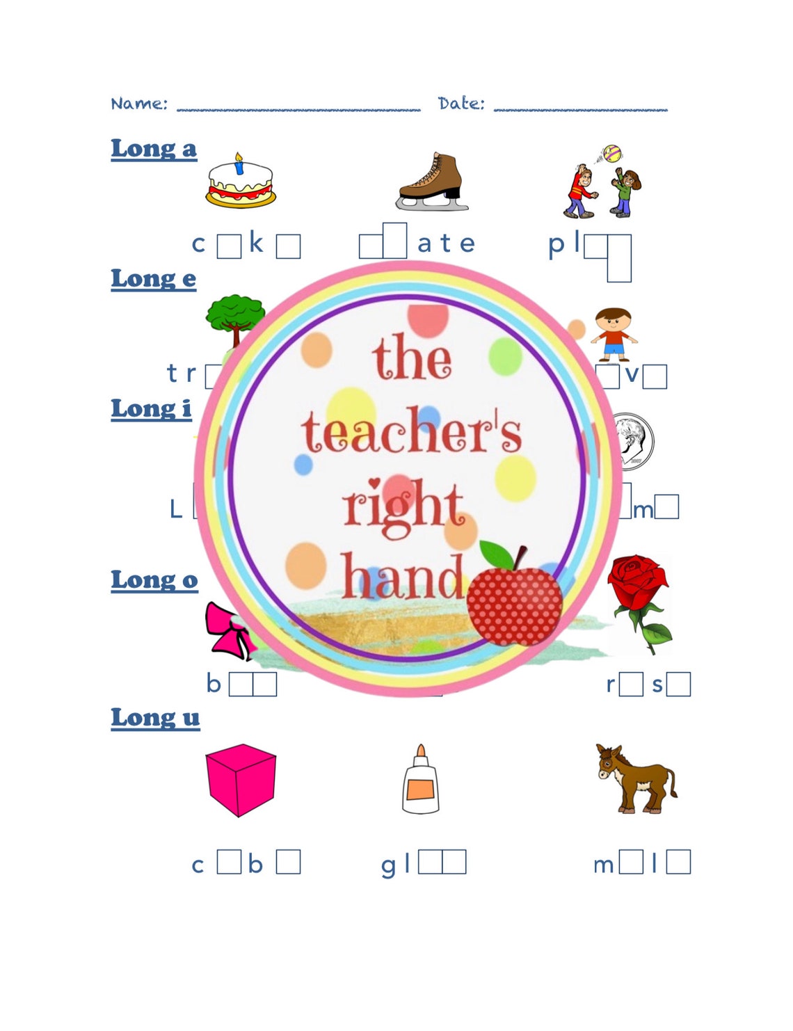 First Grade Long Vowel Assessment - Etsy