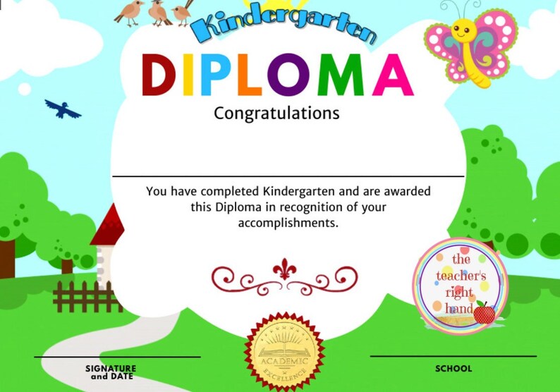 Kindergarten Completion Certificate - Etsy