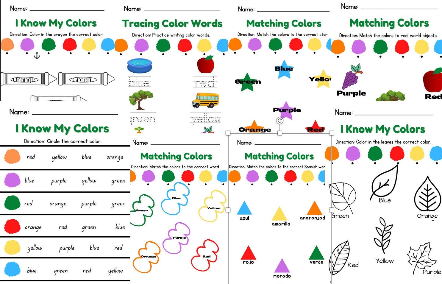 Identifying Colors Worksheet - Etsy