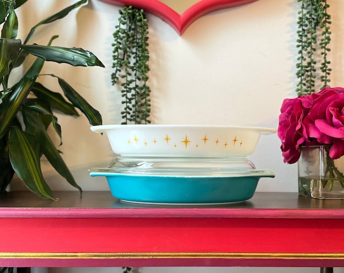Vintage Pyrex Constellation & Promotional Princess Turquoise Baking ...