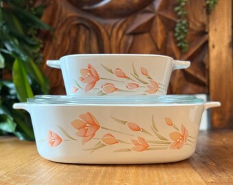 Peach Floral Corningware - Etsy