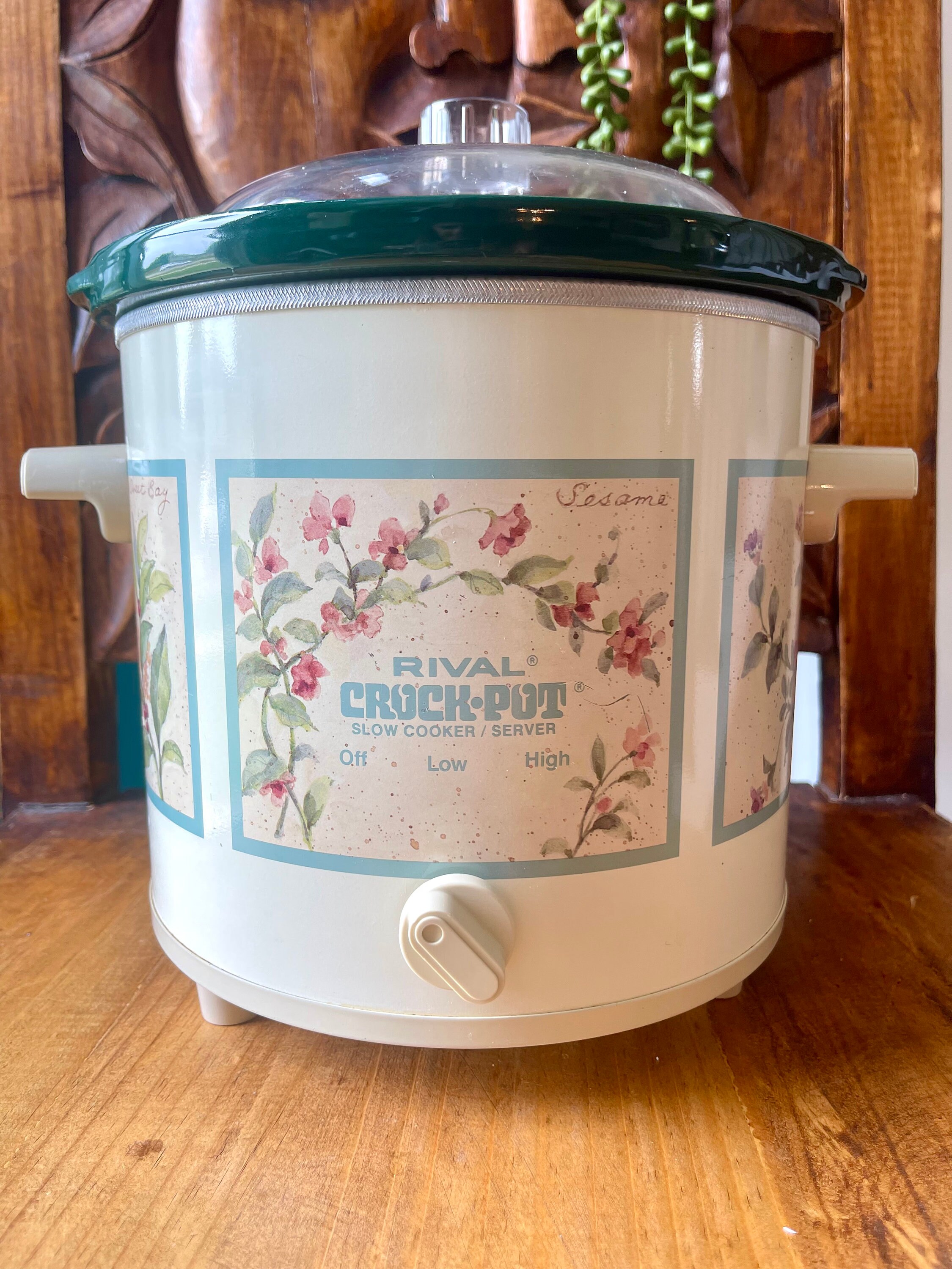 Vintage Rival Crockpot 3.5 Quart Floral Slow Cooker Herb Pattern ...