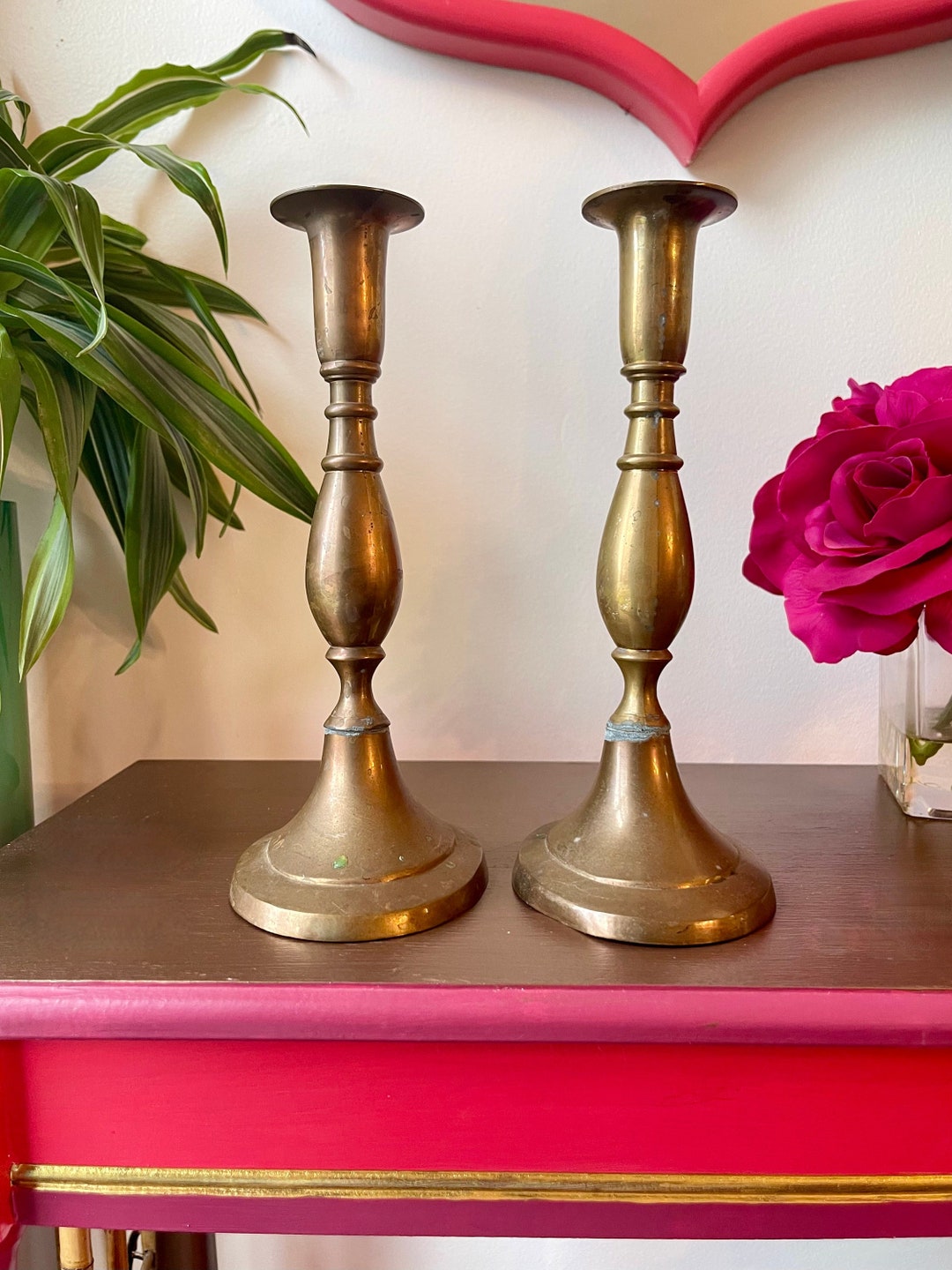 Vintage Brass Candle Holders | Antique Brass Candlestick Holders ...