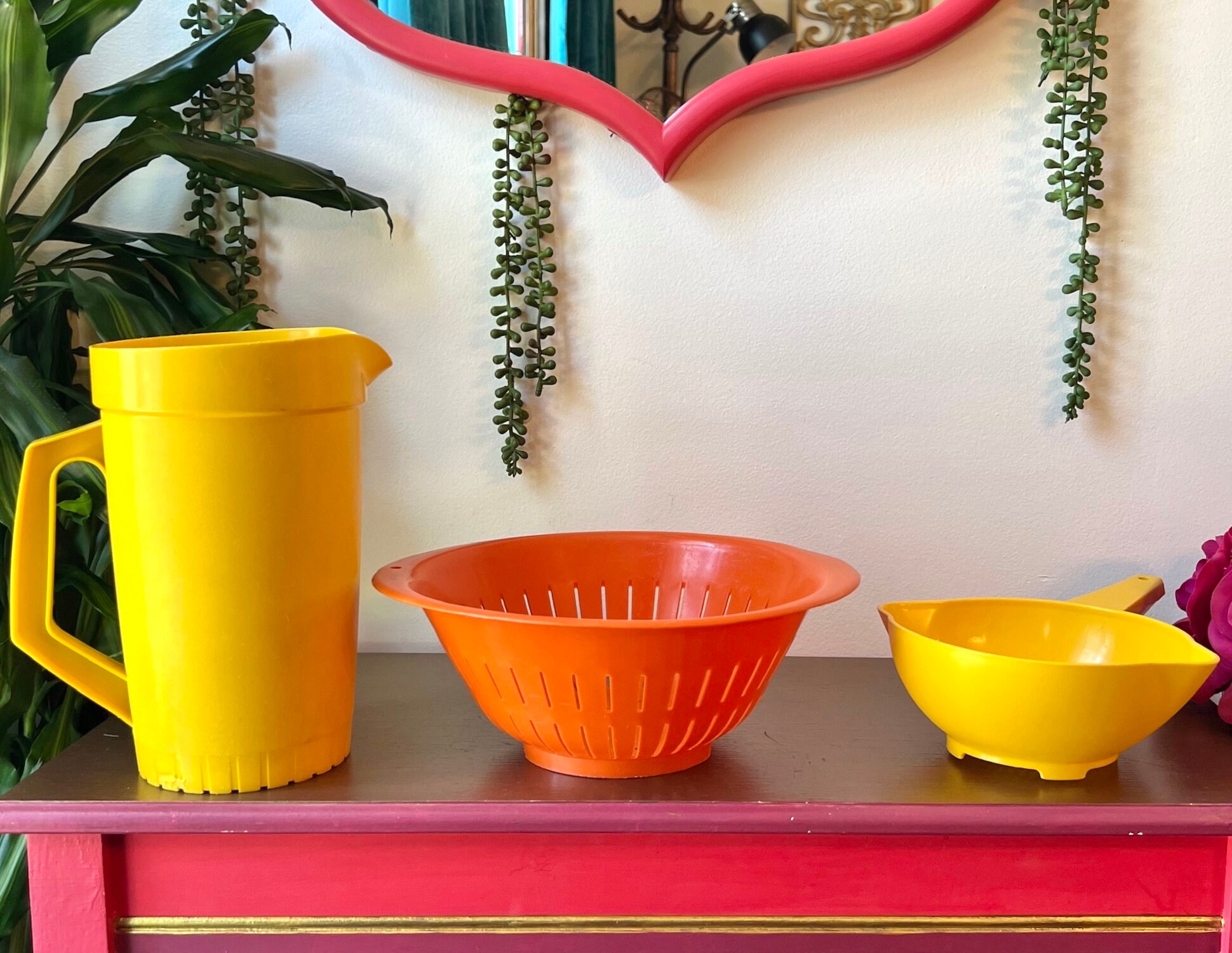 Vintage 70s Tupperware Set Yellow Tupperware Pitcher Orange 70s ...