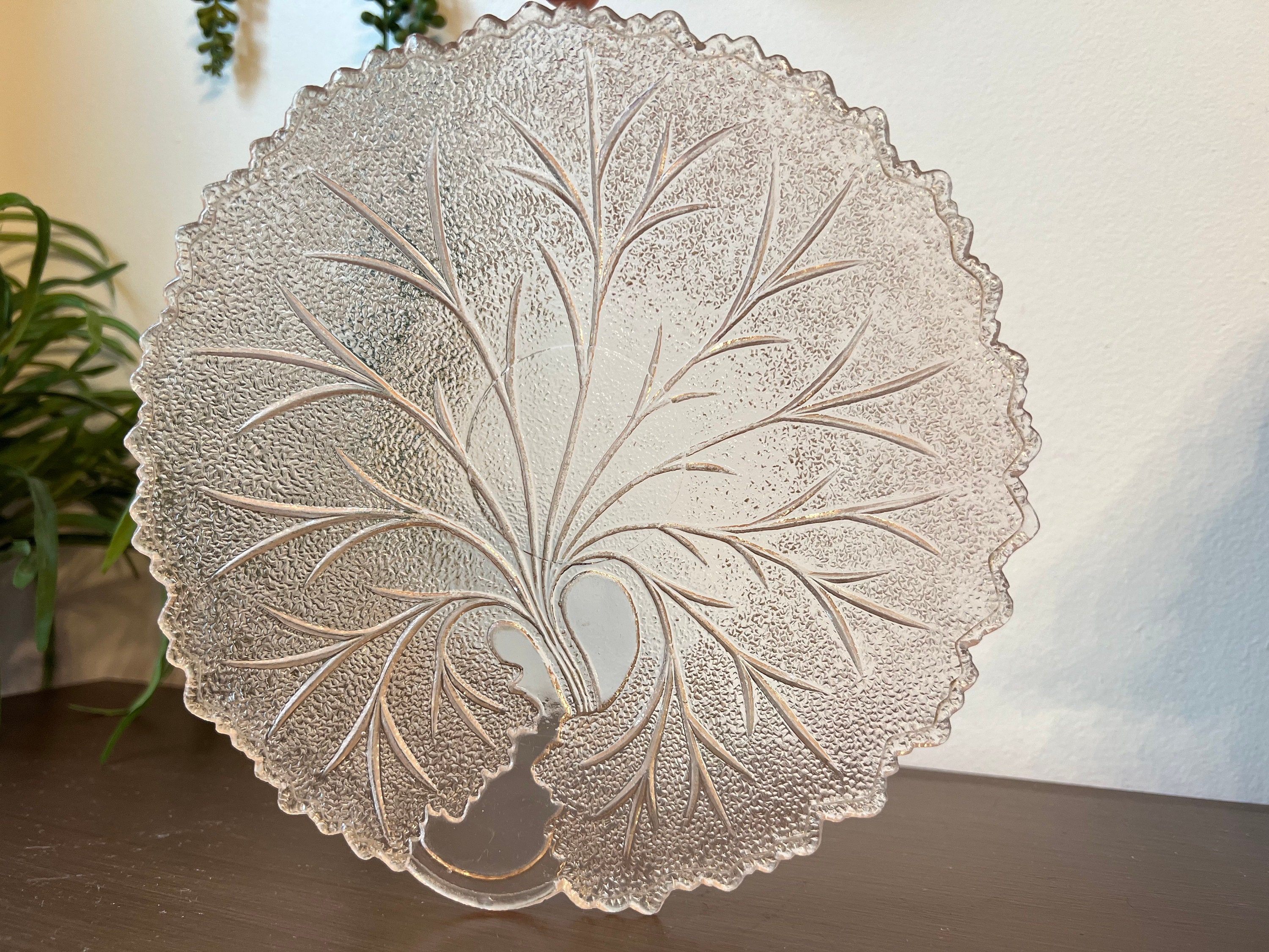 Vintage Indiana Glass pebble Tree of Life Plates Iridescent Marigold ...