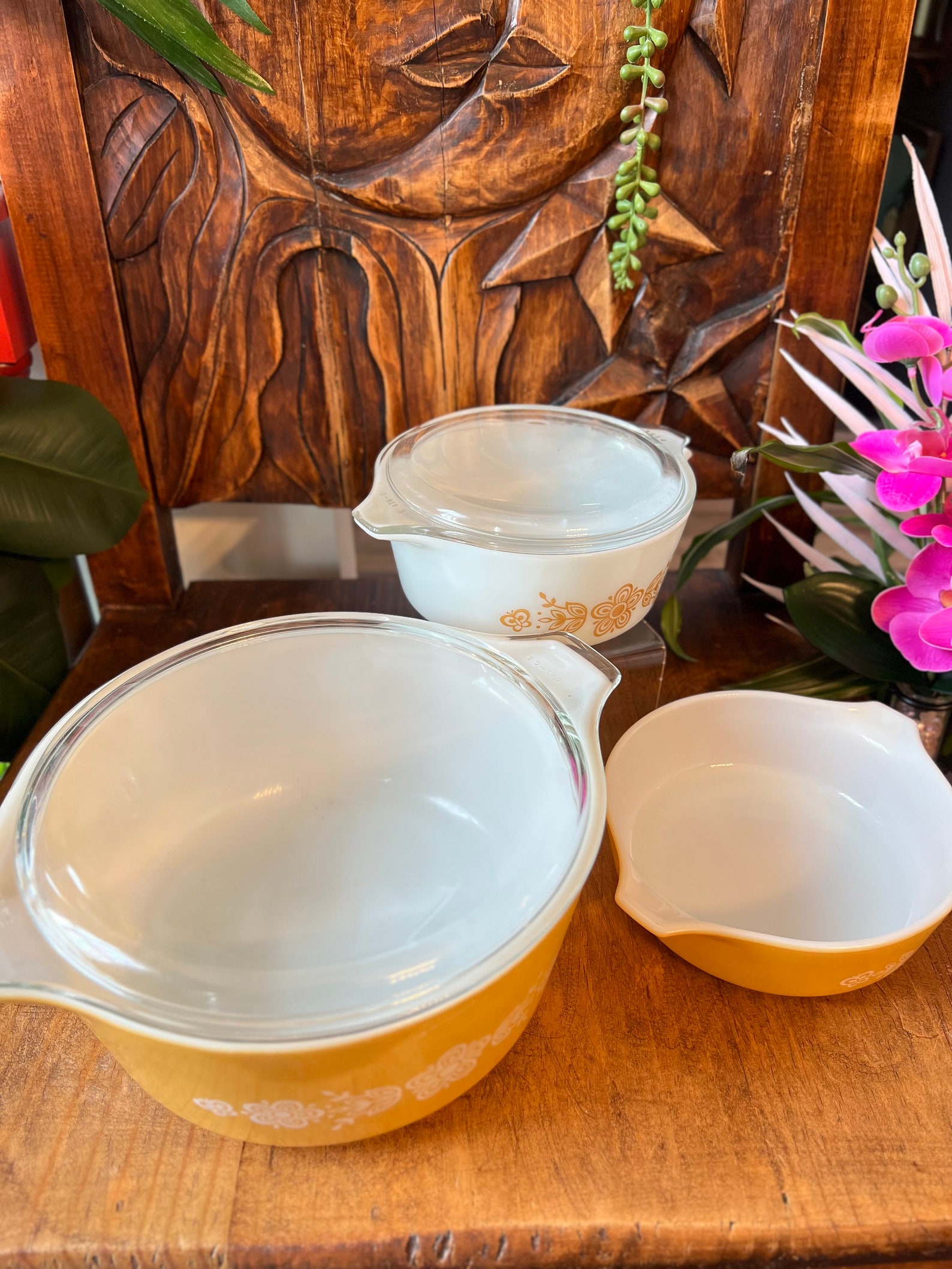 Set of 3 Butterfly Gold Vintage Pyrex Casserole Dishes With - Etsy
