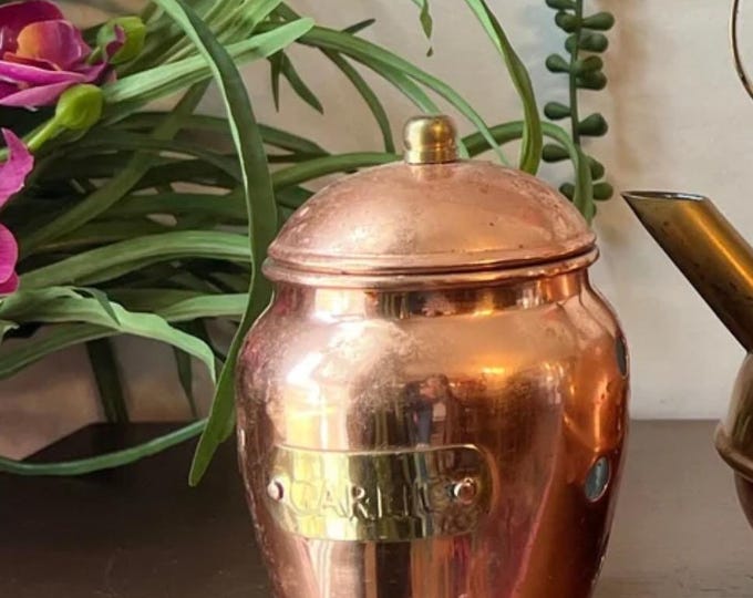 Vintage Copper Garlic Keeper Jar - Etsy