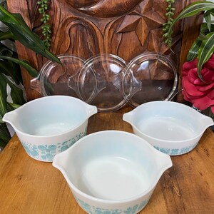 Vintage Pyrex Promotional all Turquoise on White Butterprint 470 ...