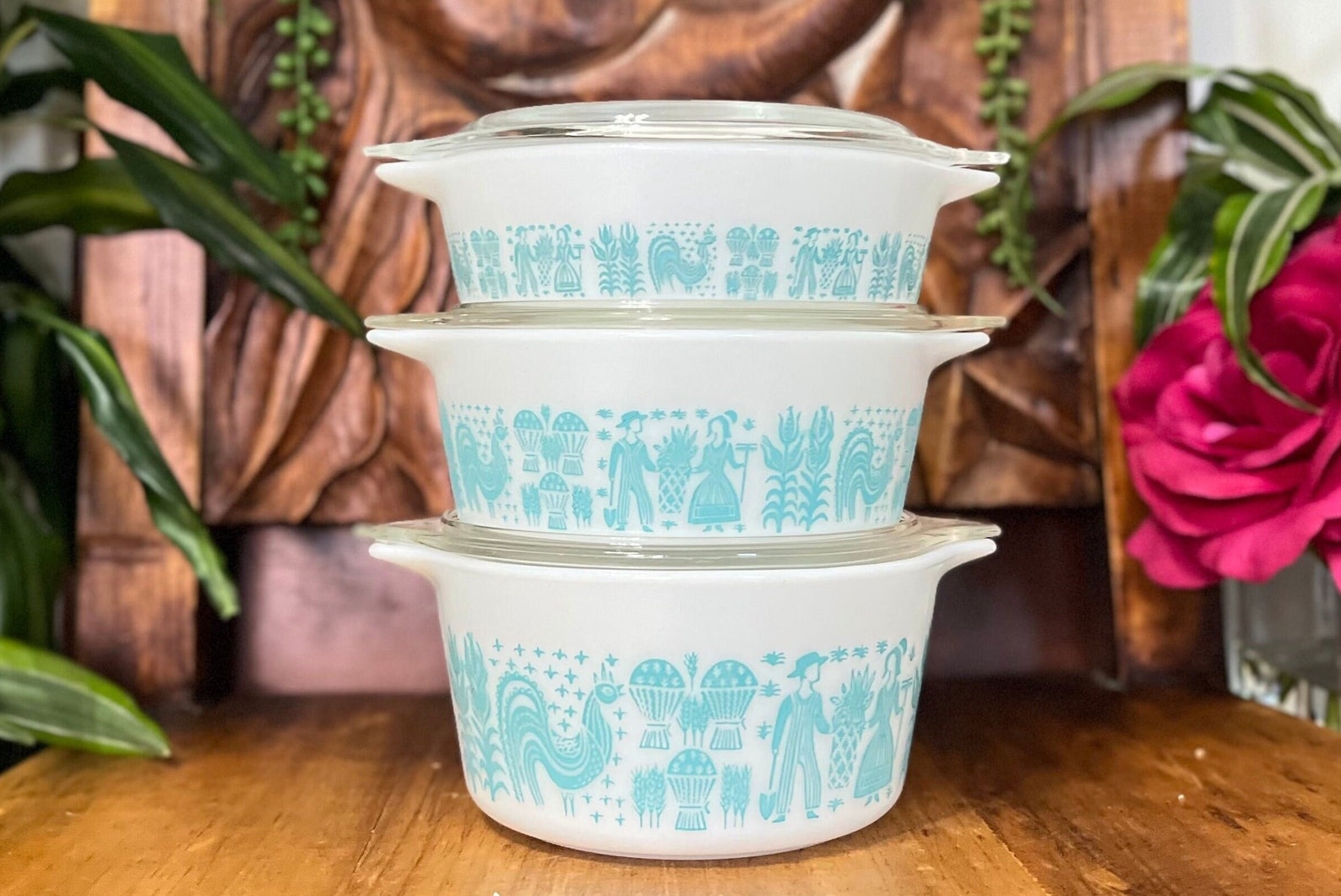 Vintage Pyrex Promotional all Turquoise on White Butterprint - Etsy
