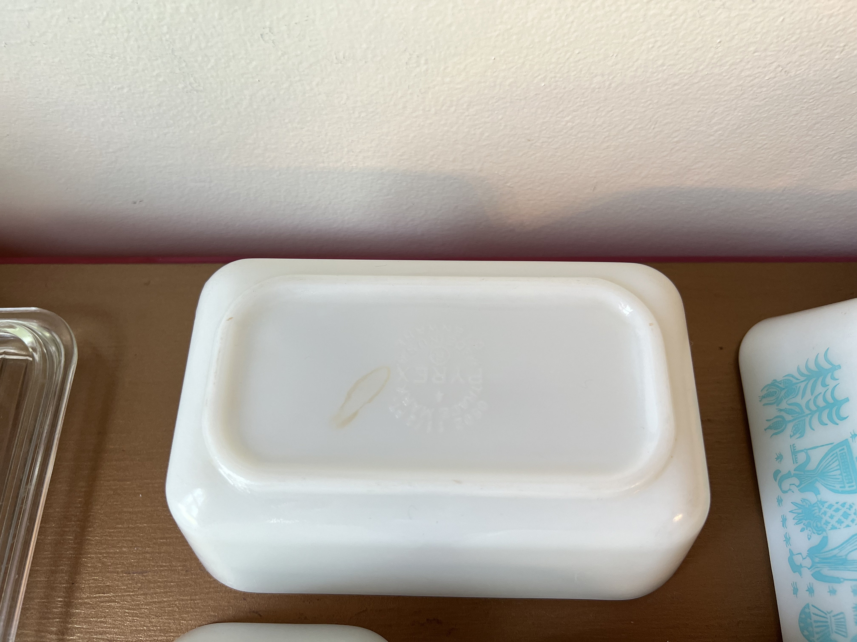 Vintage Pyrex Butterprint Refrigerator Dishes Turquoise and White Amish ...