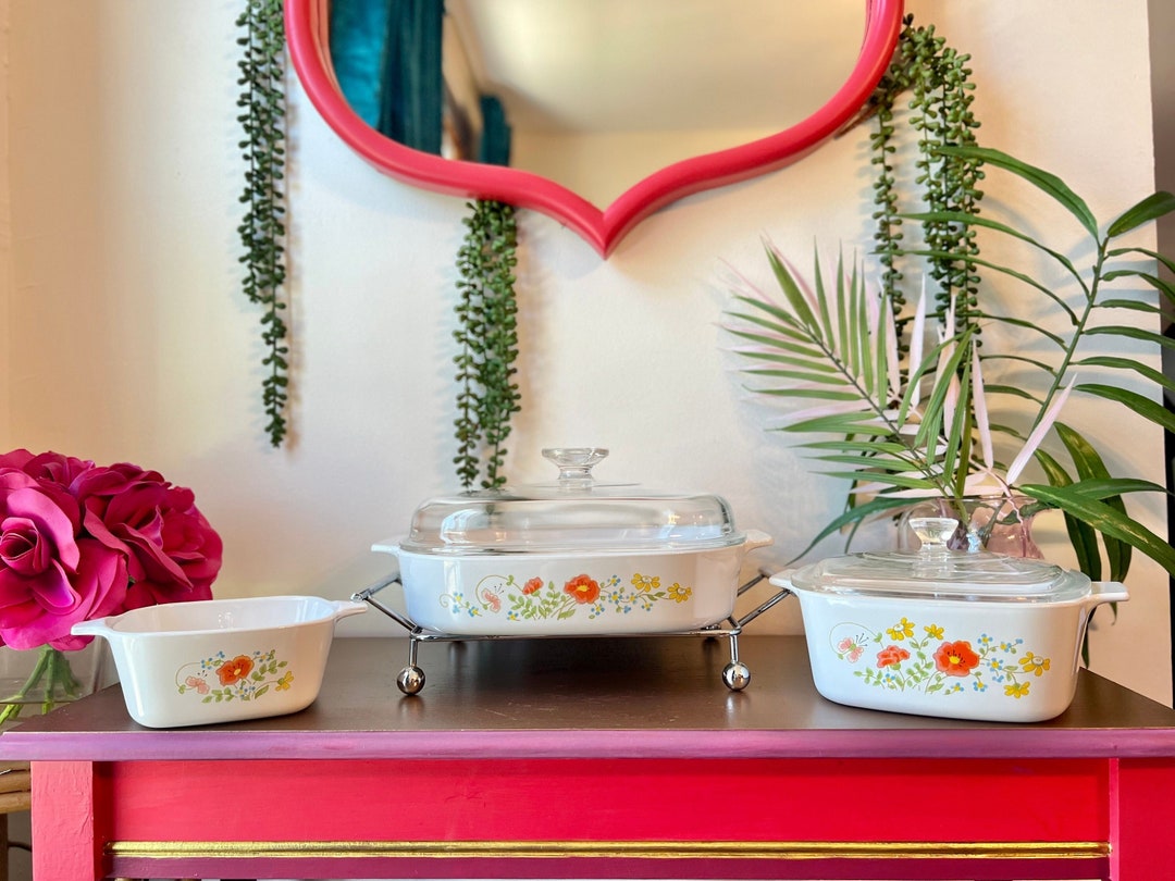 Vintage Corning Ware Wildflower Casserole Dishes | Corning Ware Petite ...