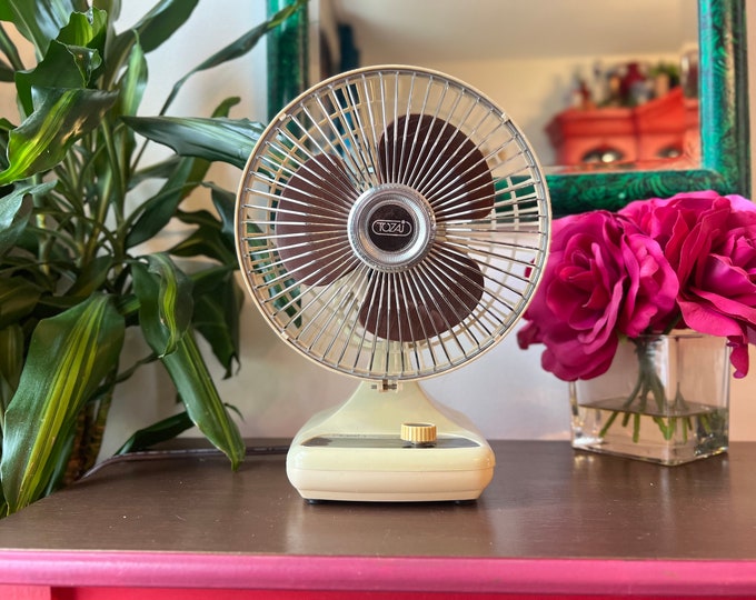 Vintage Desk Fan | Tozai Deluxe 6” Desk Fan | Brown Vintage Personal ...