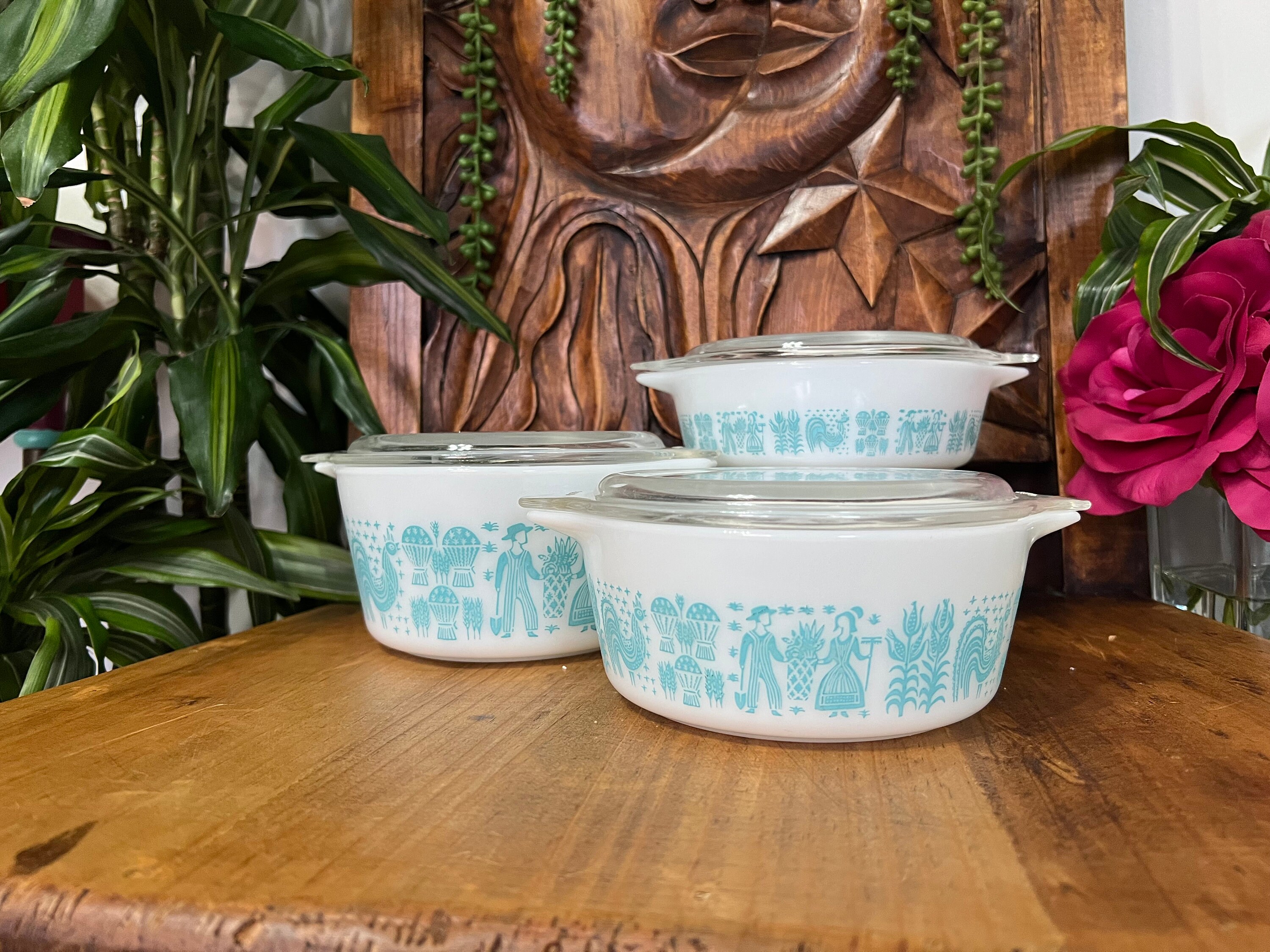 Vintage Pyrex Promotional all Turquoise on White Butterprint - Etsy