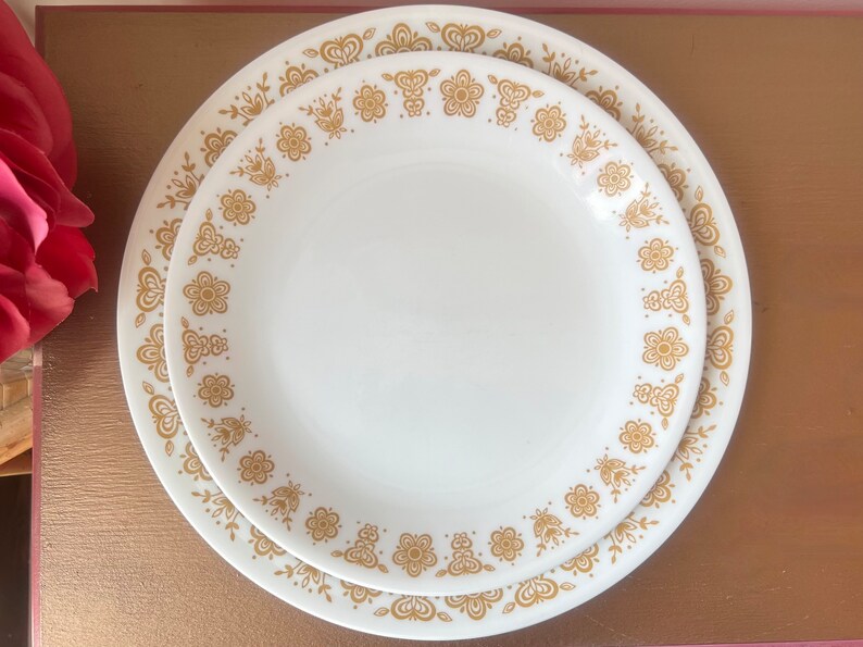 Vintage Corelle Dinnerware Set 1970s Corelle Butterfly Gold Vitrelle ...