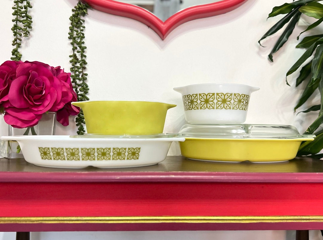 Vintage Pyrex Verde Casserole Dishes Set of 4 2 Lids Pyrex Vintage ...