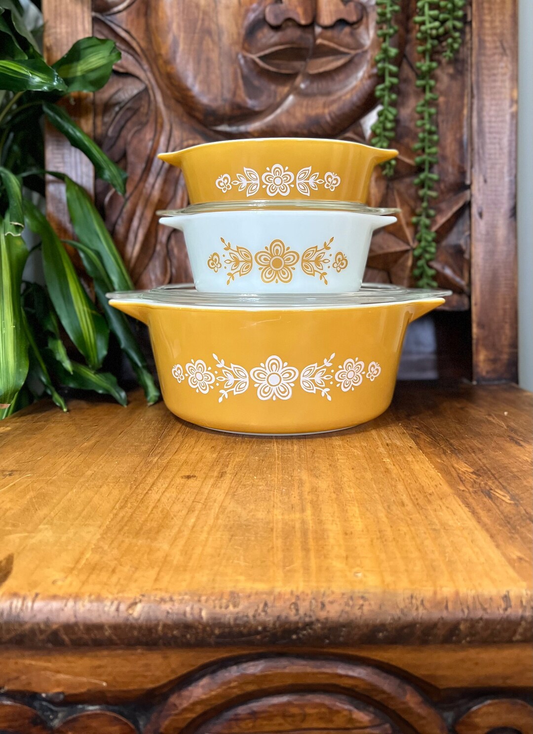Set of 3 Butterfly Gold Vintage Pyrex Casserole Dishes With - Etsy