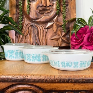 Vintage Pyrex Promotional all Turquoise on White Butterprint 470 ...