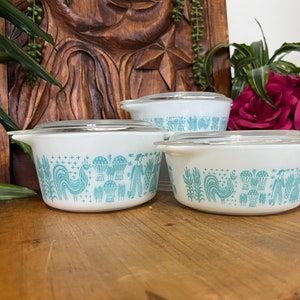 Vintage Pyrex Promotional all Turquoise on White Butterprint - Etsy