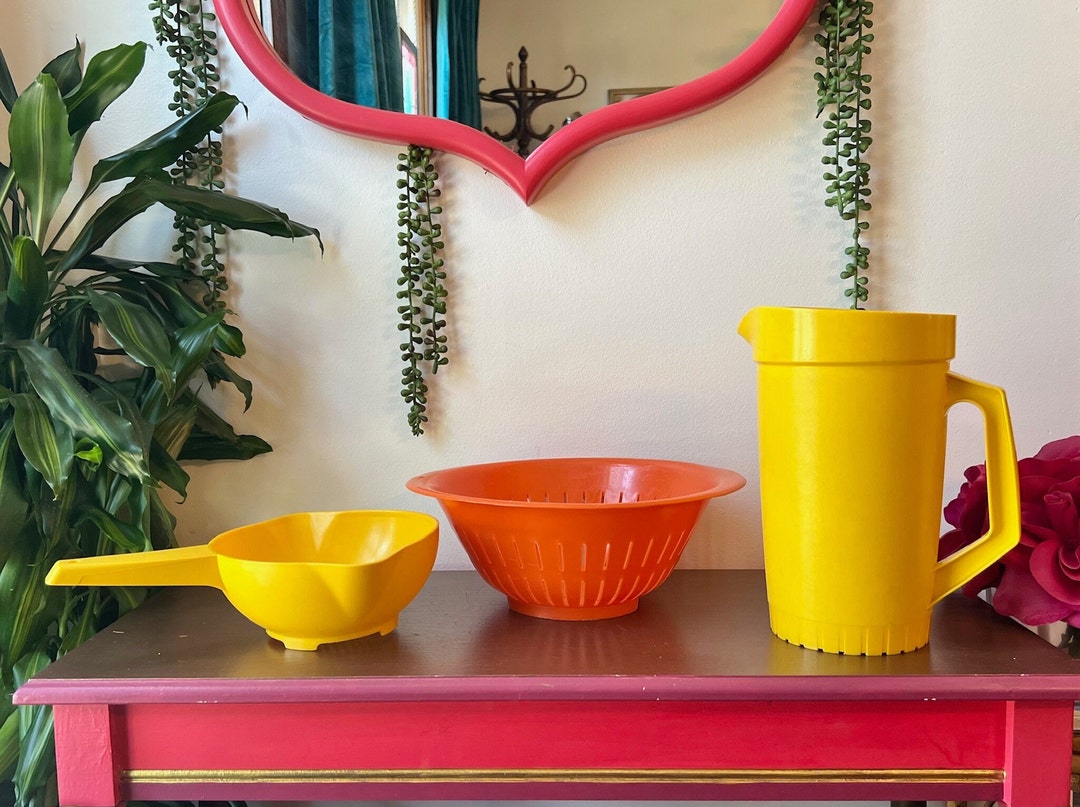 Vintage 70s Tupperware Set | Yellow Tupperware Pitcher | Orange 70s ...