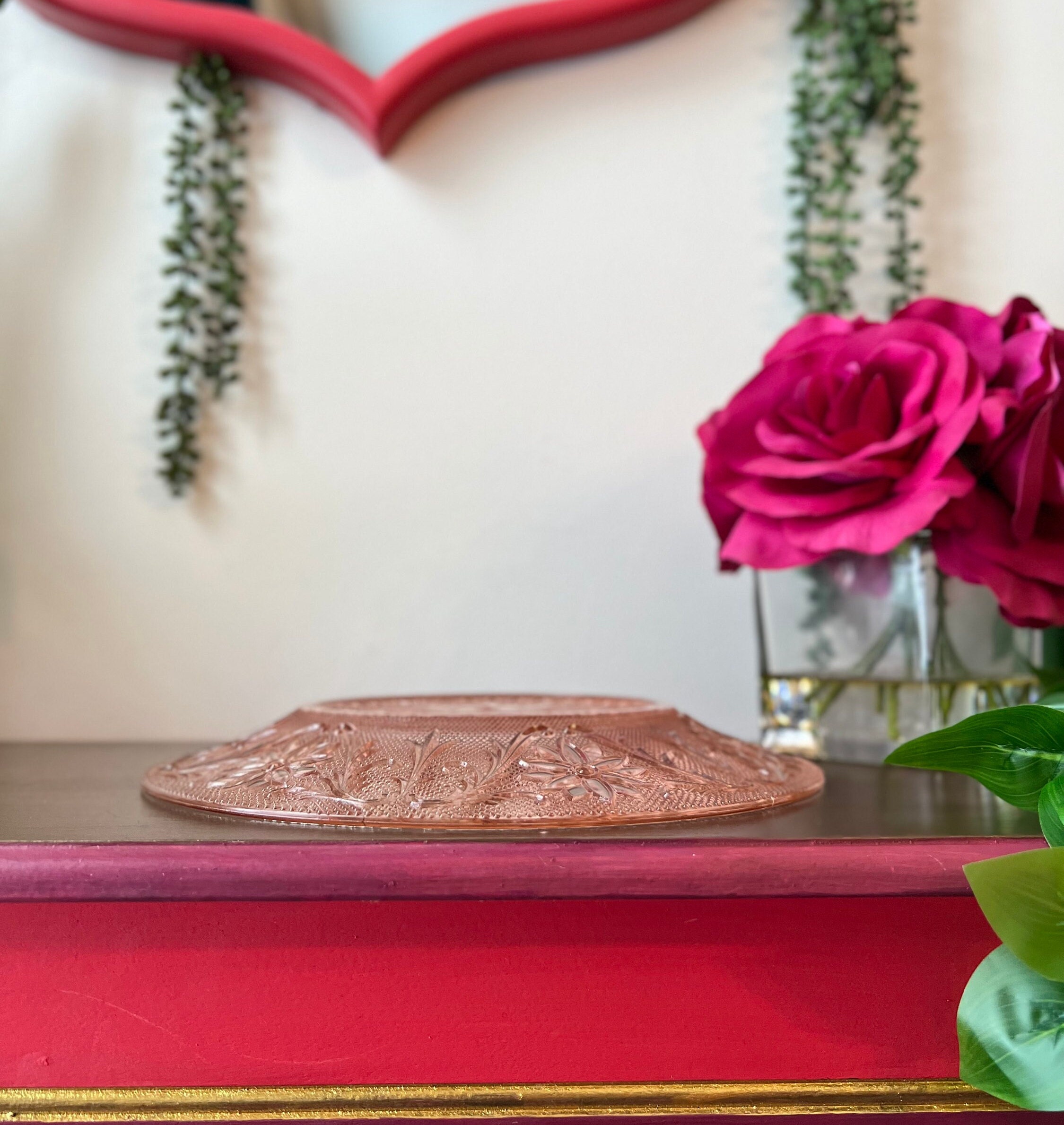 Vintage Pink Depression Glass Style Chantilly Dinner Plate Vintage ...