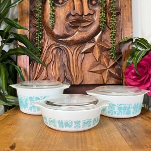 Vintage Pyrex Promotional all Turquoise on White Butterprint 470 ...