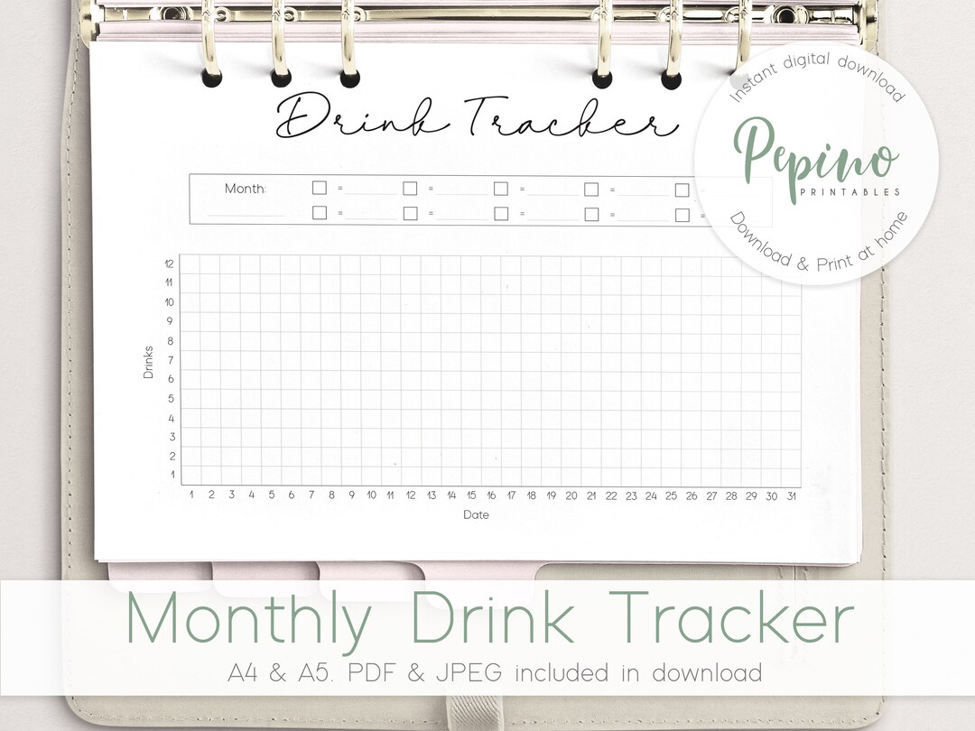 Monthly Drink Tracker Printable - Etsy