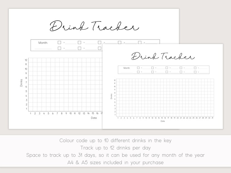 Monthly Drink Tracker Printable - Etsy