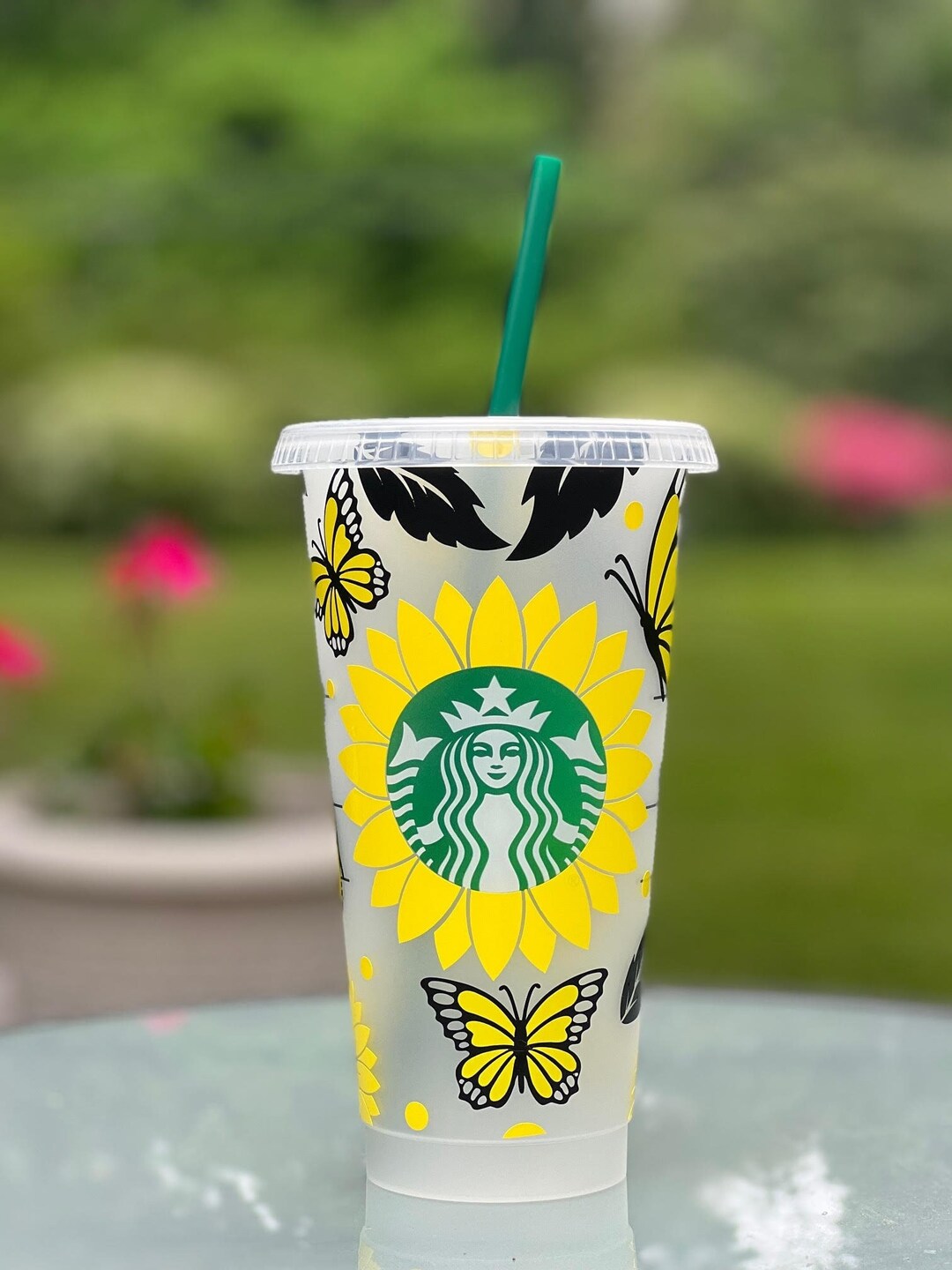 Sunflower Butterfly Reusable Cold Cup 24OZ - Etsy