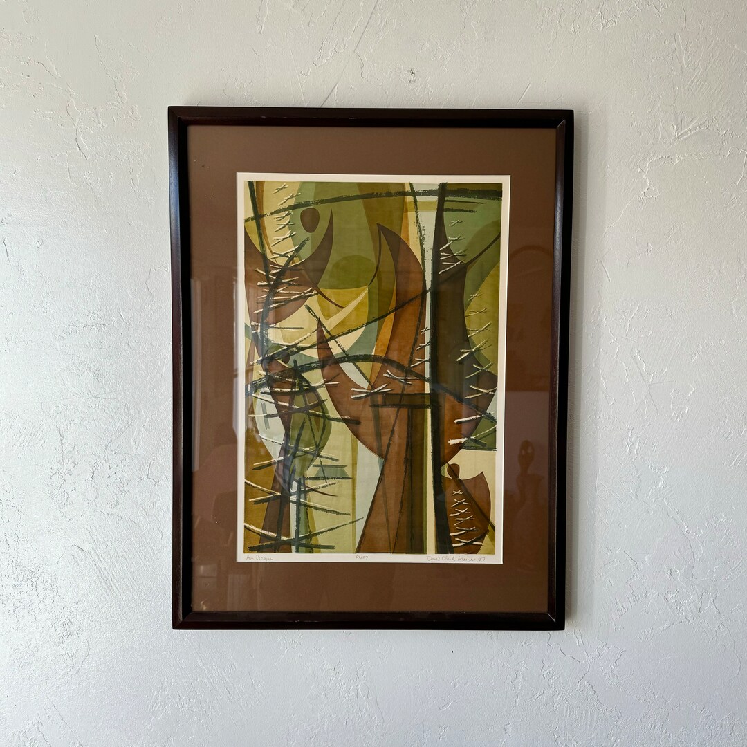 Davis Clark Meyer Abstract Intaglio Block Print 1957 - Etsy