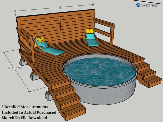 Stock Tank Pool / Cowboy Pool Deck Building Plans & Sketchup - Etsy