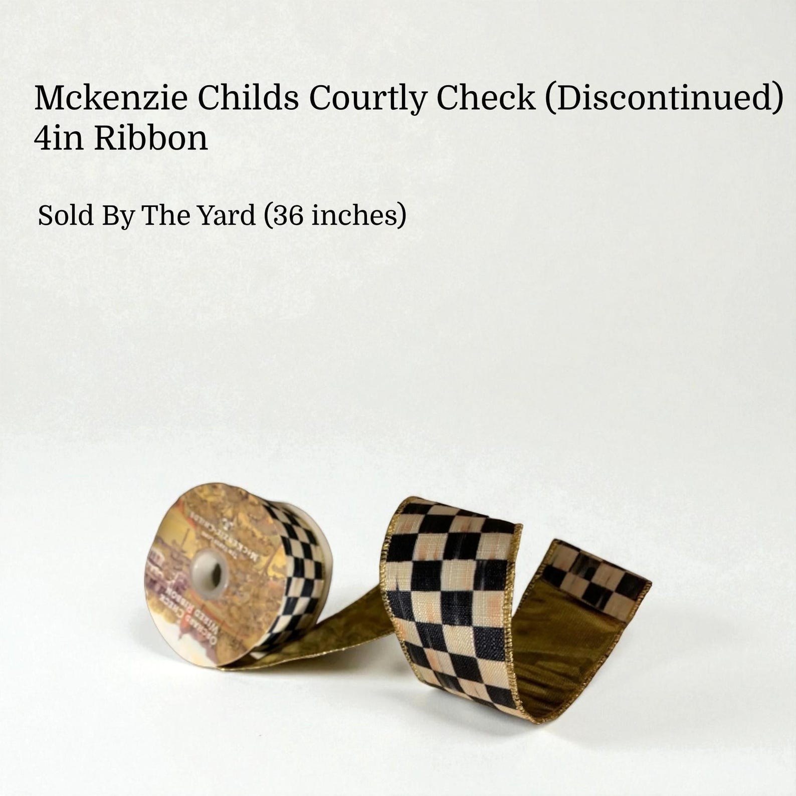 Mackenzie-childs Courtly Check Ribbon: Black, White & Gold Wired ...