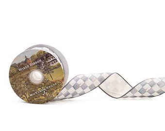 Authentic Mackenzie-childs Ribbon, Blue Royal Check, Red Backing, 2in ...