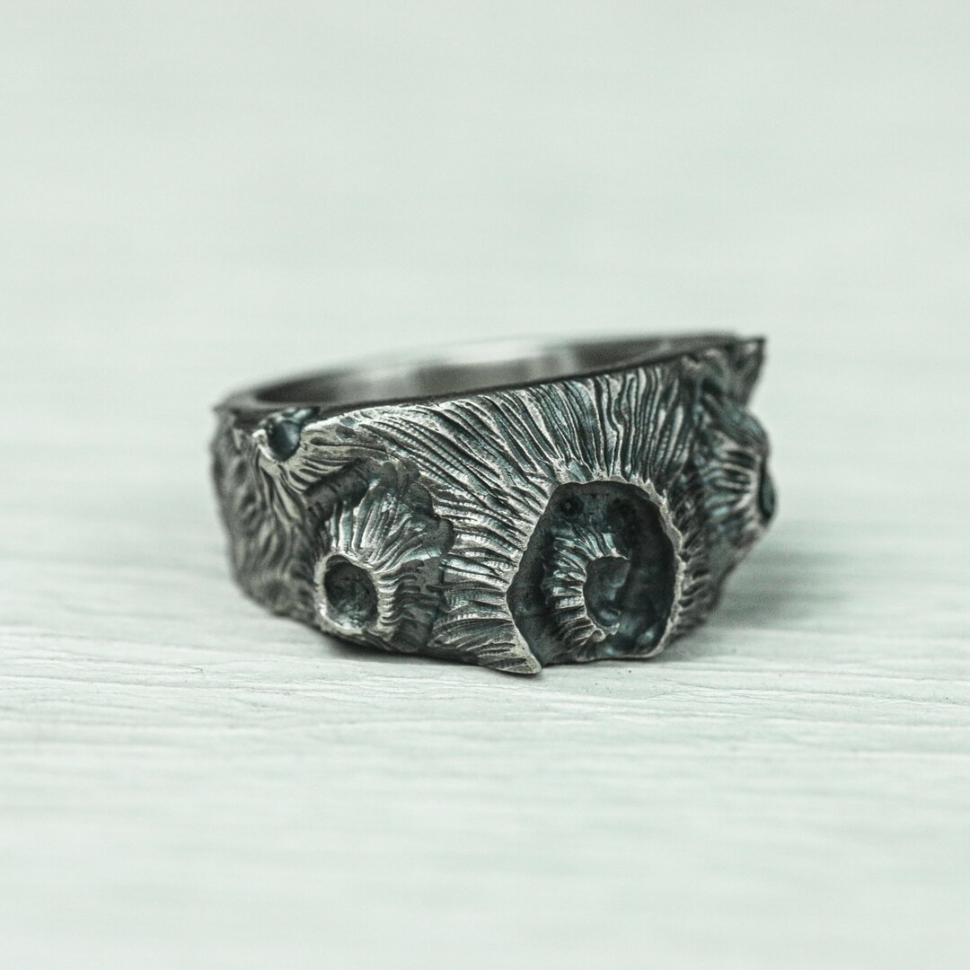 Moon Surface Silver Ring, Unique Moon Ring, Dark Side of the Moon ...