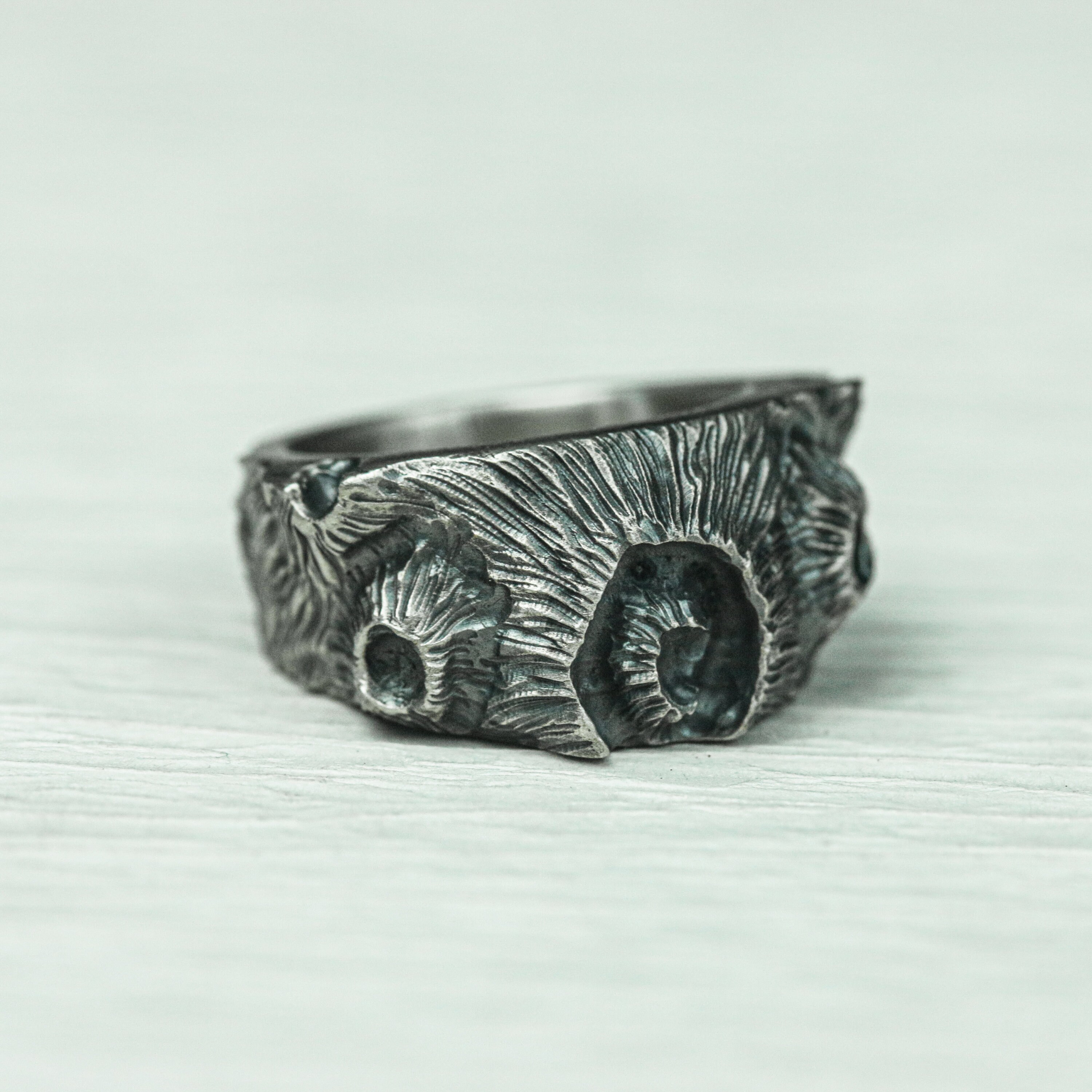 Moon Surface Silver Ring, Unique Moon Ring, Dark Side of the Moon ...