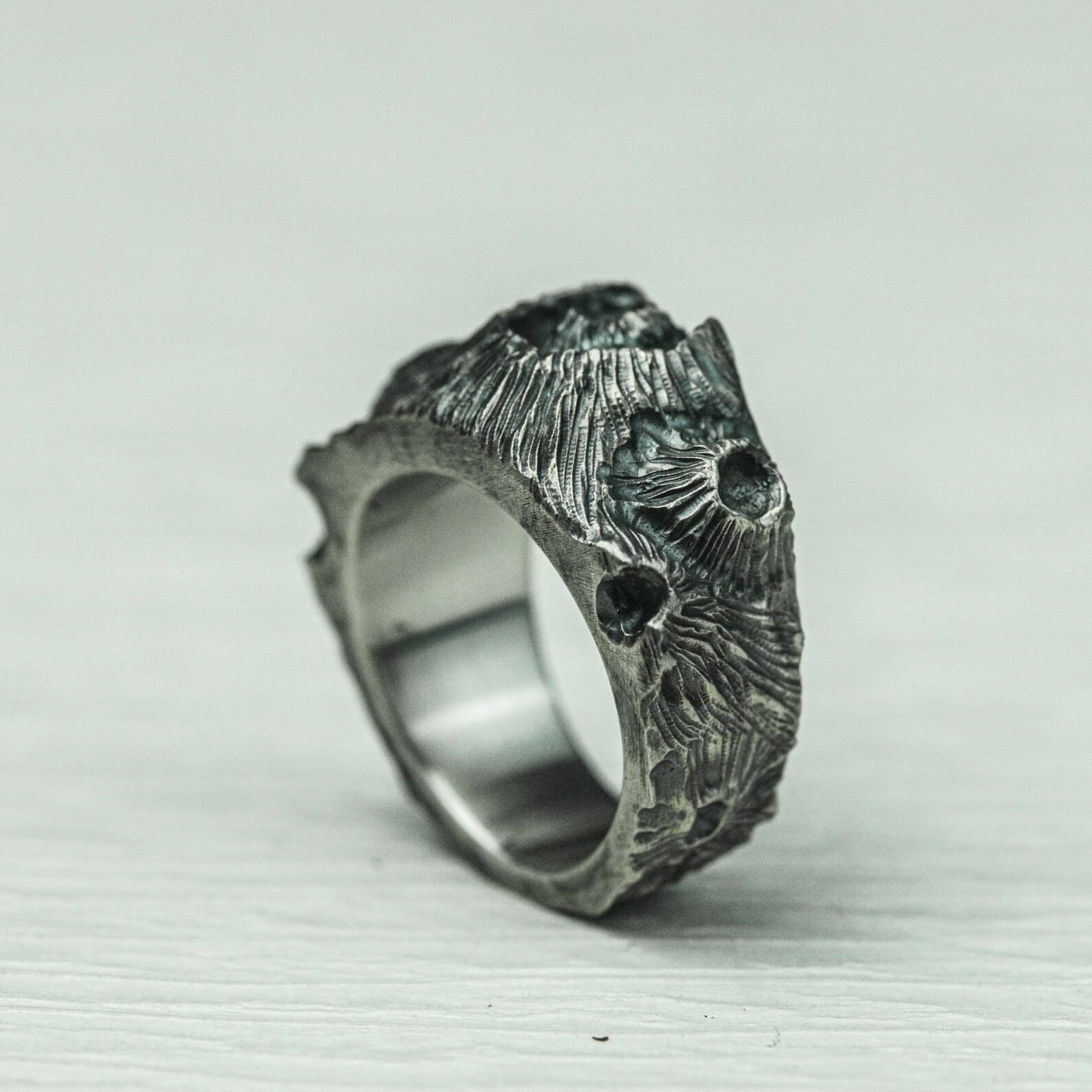 Moon Surface Silver Ring, Unique Moon Ring, Dark Side of the Moon ...