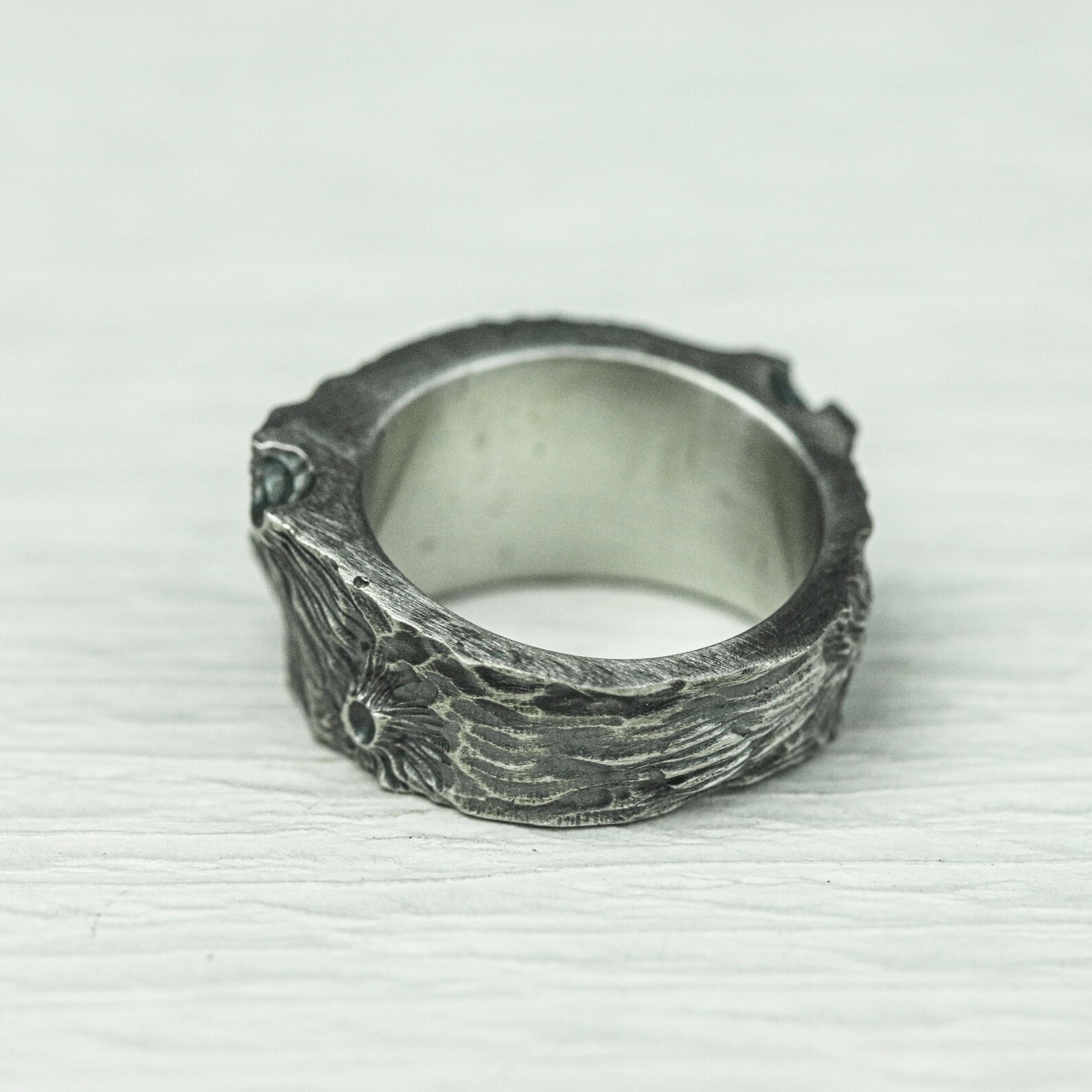 Moon Surface Silver Ring, Unique Moon Ring, Dark Side of the Moon ...