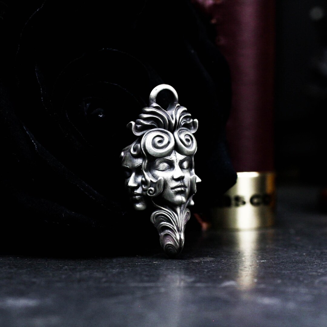 Three Faced Goddess Hecate Pendant, Greek Goddess 925 Silver Necklace ...