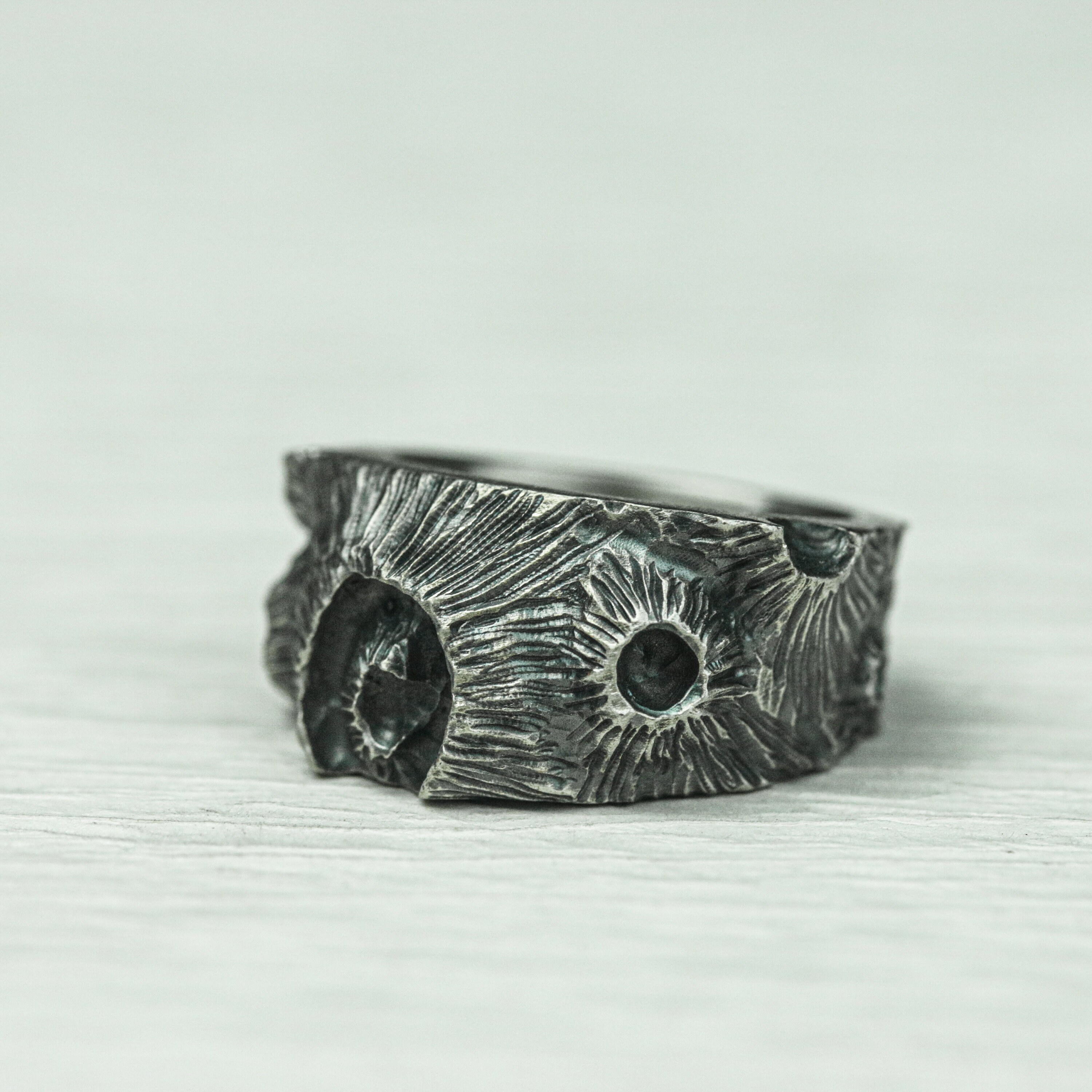 Moon Surface Silver Ring, Unique Moon Ring, Dark Side of the Moon ...