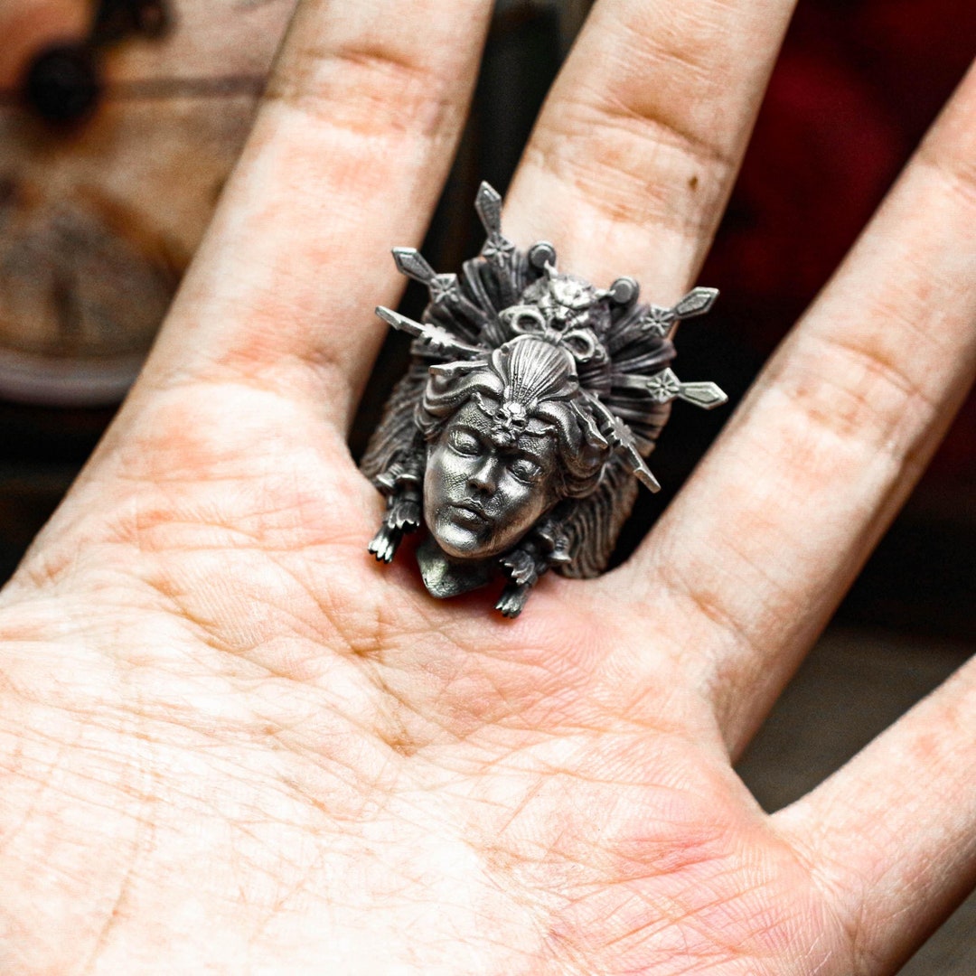 Japanese Geisha Prayer Ring,samurai Warrior Ring, Fantasy Ring Gothic ...